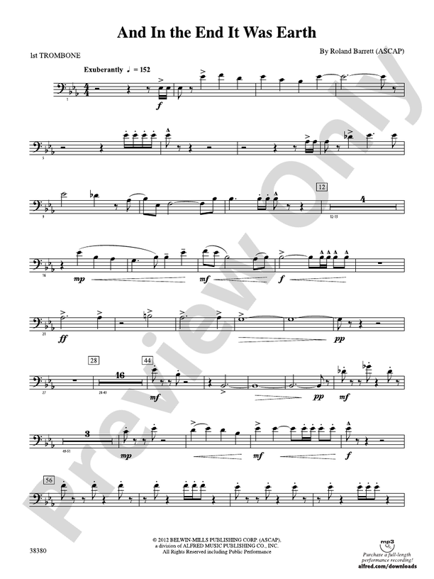 And in the End It Was Earth: 1st Trombone: 1st Trombone Part - Digital ...