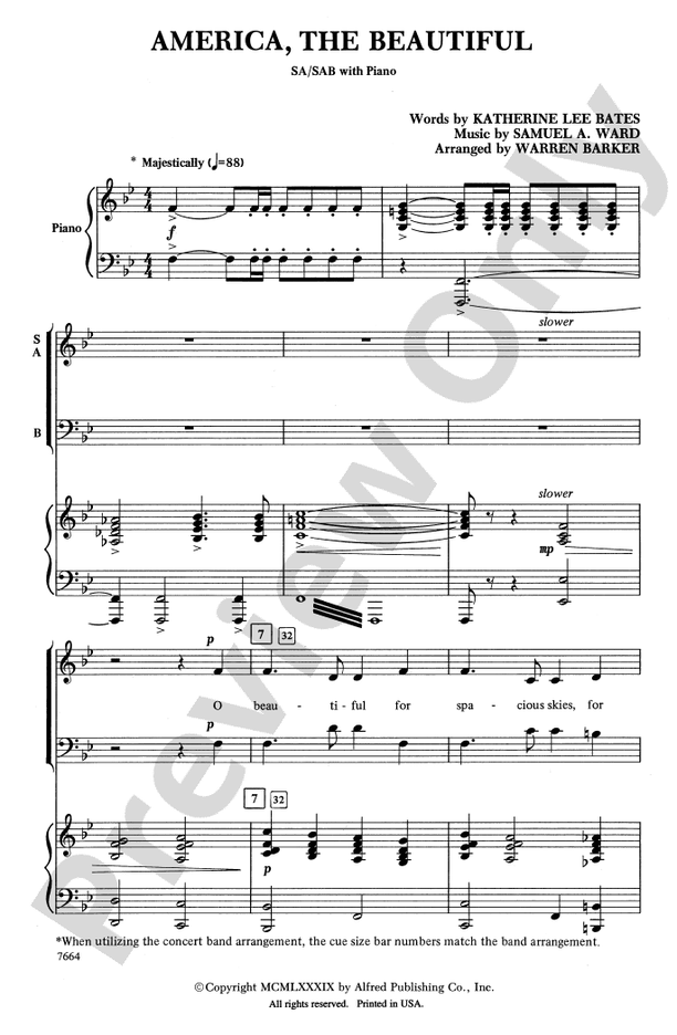 America, the Beautiful: 3-Part Mixed/2-Part Choral Octavo - Digital ...
