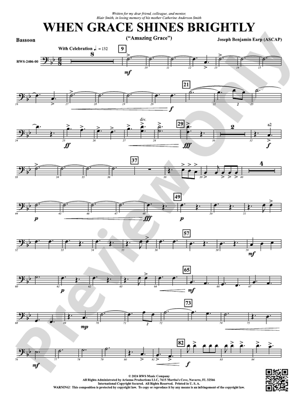 When Grace Shines Brightly - ("Amazing Grace"): Bassoon: Bassoon Part ...