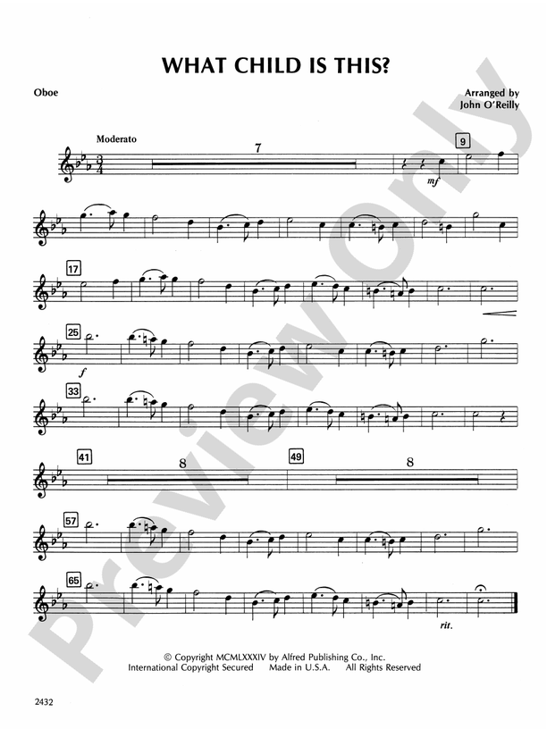 What Child Is This?: Oboe: Oboe Part - Digital Sheet Music Download
