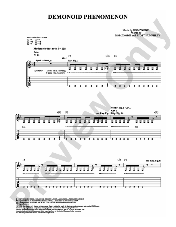 Demonoid Phenomenon: Guitar TAB: Rob Zombie - Digital Sheet Music Download