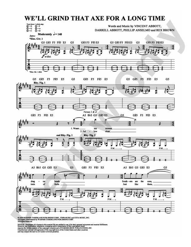 We'll Grind That Axe for a Long Time: Guitar TAB: Pantera - Digital ...