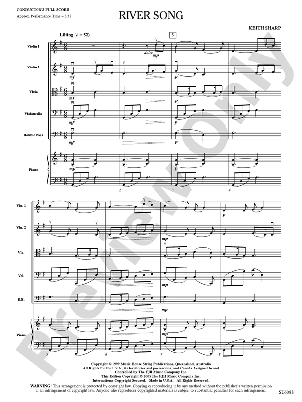 River Song: Score: String Orchestra Score: Keith Sharp - Digital Sheet ...