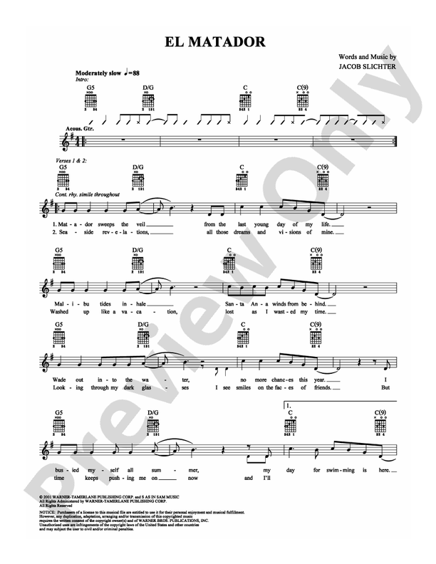 El Matador: Guitar TAB: Semisonic - Digital Sheet Music Download