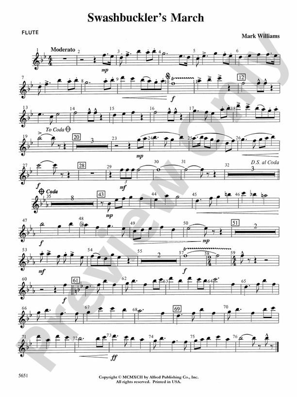 Swashbuckler's March: Flute: Flute Part - Digital Sheet Music Download
