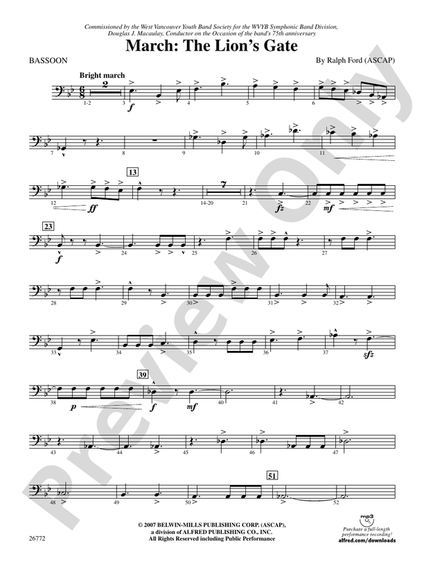 March: The Lion's Gate (Movement 1 from Sea to Sky): Bassoon: Bassoon ...