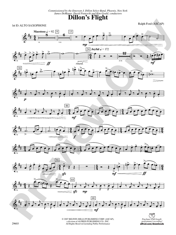 Dillon's Flight: E-flat Alto Saxophone: E-flat Alto Saxophone Part ...