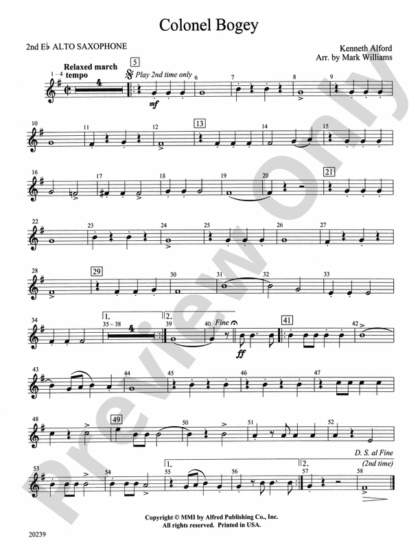 Colonel Bogey: 2nd E-flat Alto Saxophone: 2nd E-flat Alto Saxophone ...