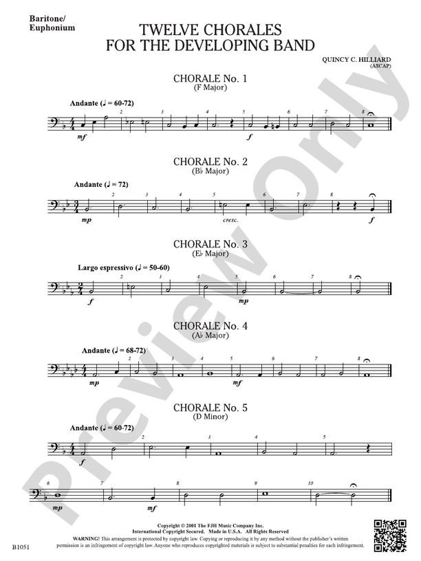 Twelve Chorales for the Developing Band: Baritone/Euphonium: Baritone ...
