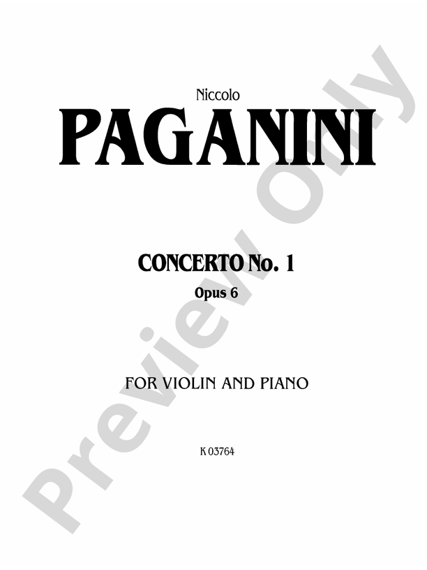 Paganini: Concerto No. 1 in D Major, Op. 6 (Arr. Carl Flesch): Concerto No. 1 in D Major, Op. 6 ...