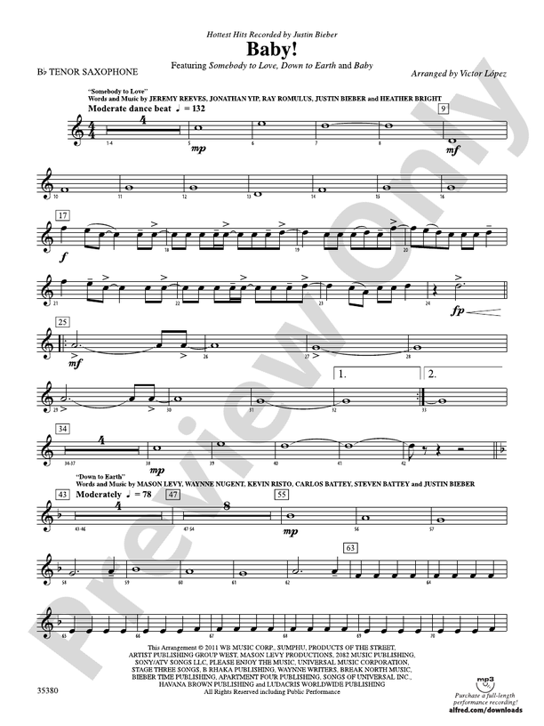 Baby!: B-flat Tenor Saxophone: B-flat Tenor Saxophone Part - Digital ...