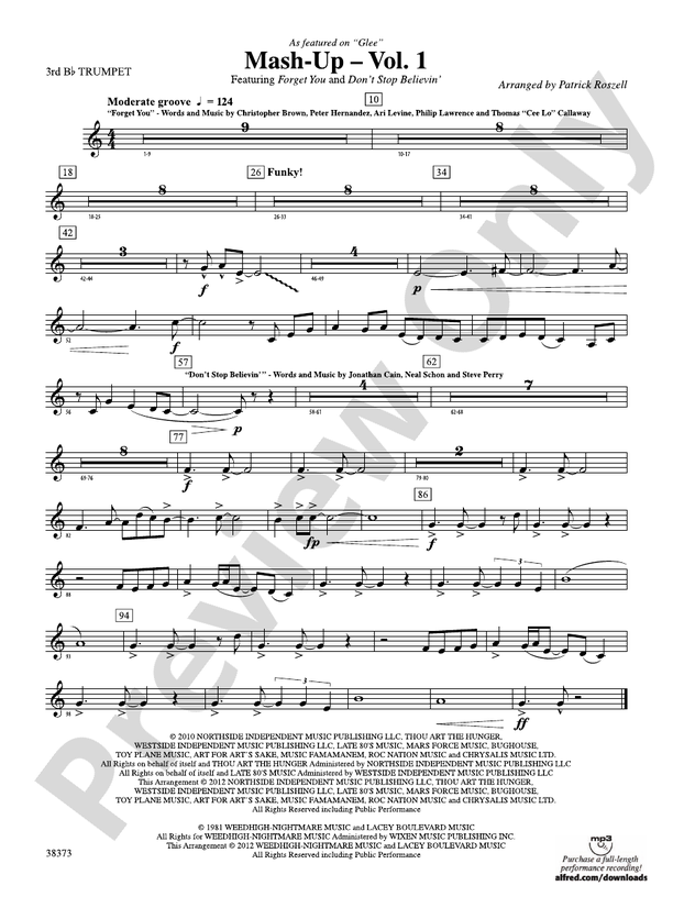 Mash-Up – Vol. 1: 3rd B-flat Trumpet: 3rd B-flat Trumpet Part - Digital Sheet Music Download