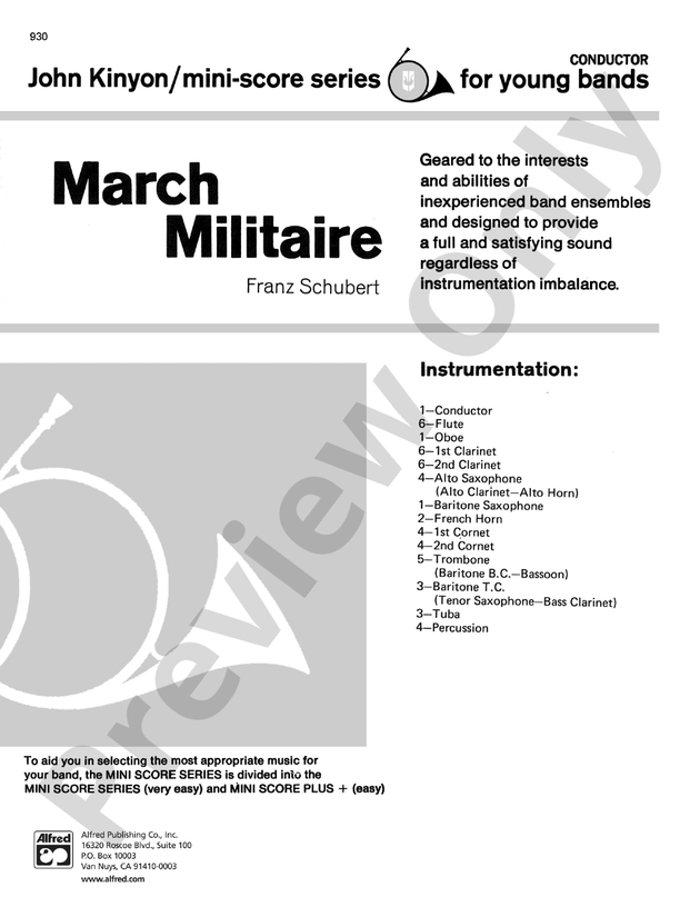 March Militaire: Score: Concert Band Score - Digital Sheet Music Download