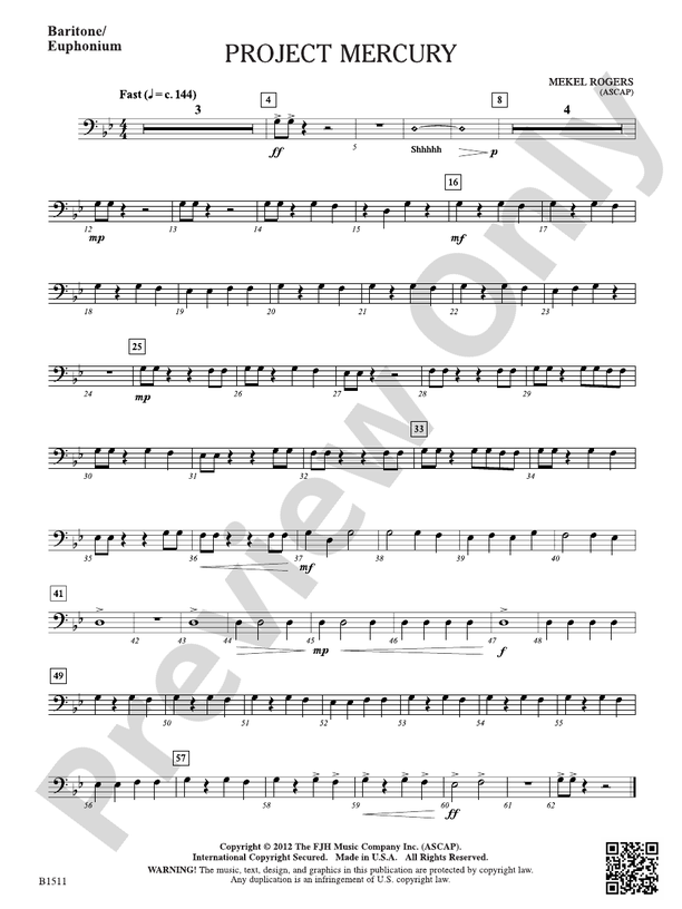 Project Mercury: Baritone/Euphonium: Baritone/Euphonium Part: Mekel Rogers - Digital Sheet Music ...
