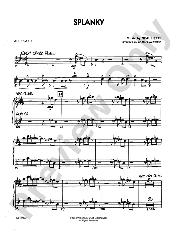 Splanky: E-flat Alto Saxophone: E-flat Alto Saxophone Part - Digital ...