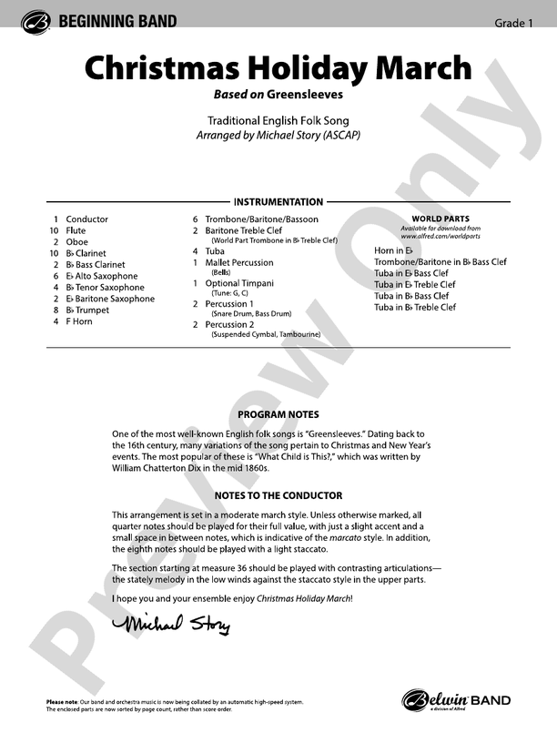 Christmas Holiday March: Score: Concert Band Score - Digital Sheet ...