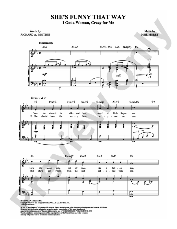 She's Funny That Way: Piano/Vocal/Chords: Neil Moret - Digital Sheet ...