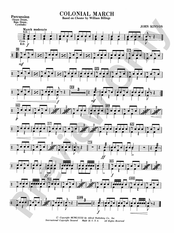 Colonial March (Based on Chester): 1st Percussion: 1st Percussion Part ...