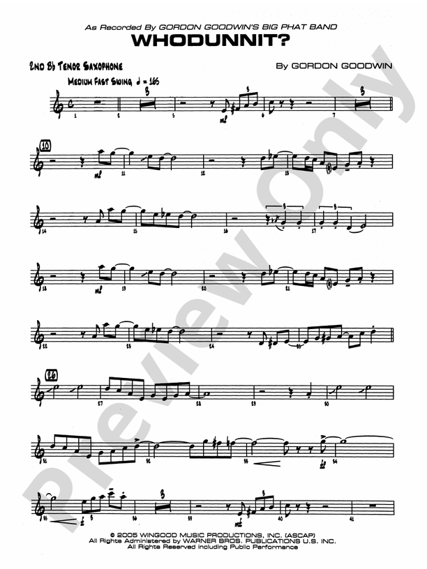 Whodunnit?: 2nd B-flat Tenor Saxophone: 2nd B-flat Tenor Saxophone Part - Digital Sheet Music ...