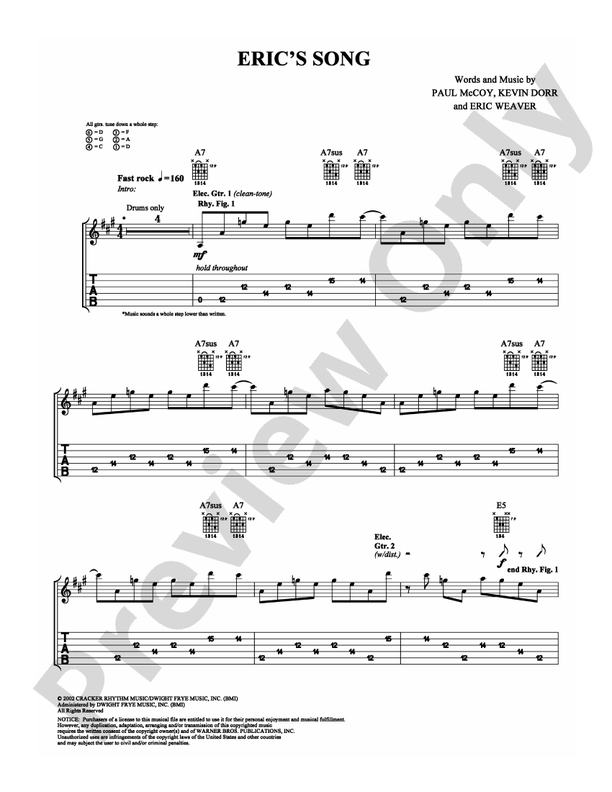 Eric's Song: Guitar TAB: 12 Stones - Digital Sheet Music Download