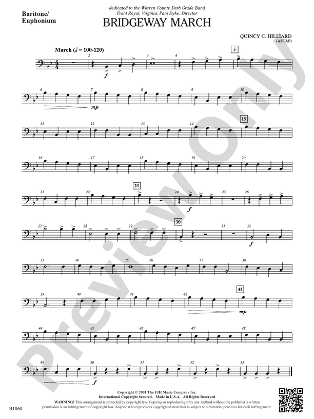 Bridgeway March: Baritone/Euphonium: Baritone/Euphonium Part: Quincy C ...