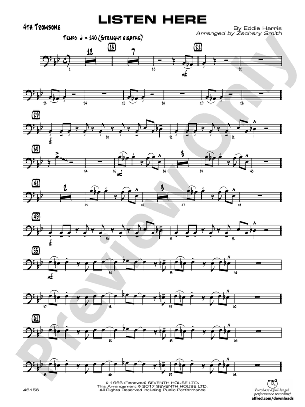Listen Here: 4th Trombone: 4th Trombone Part - Digital Sheet Music Download