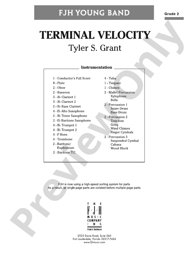 Terminal Velocity: Concert Band Conductor Score & Parts: Tyler S. Grant - Digital Sheet Music ...