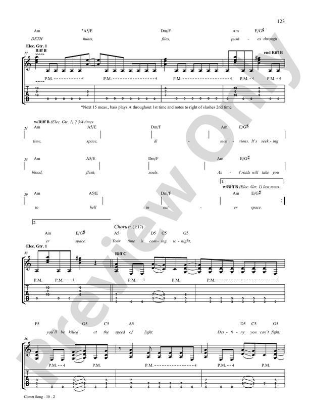 Comet Song: Guitar: Dethklok - Digital Sheet Music Download