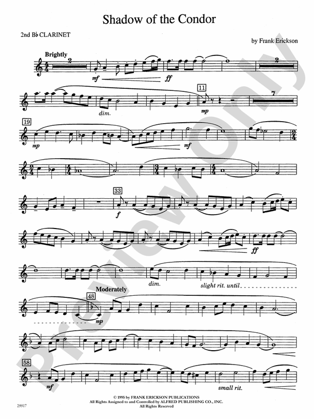 Shadow of the Condor: 2nd B-flat Clarinet: 2nd B-flat Clarinet Part ...