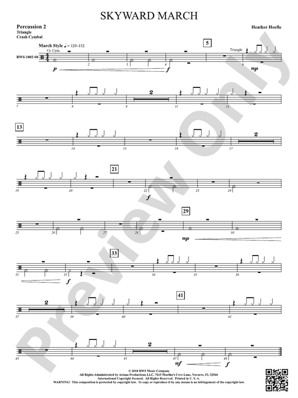 Skyward March: 2nd Percussion: 2nd Percussion Part: Heather Hoefle - Digital Sheet Music Download
