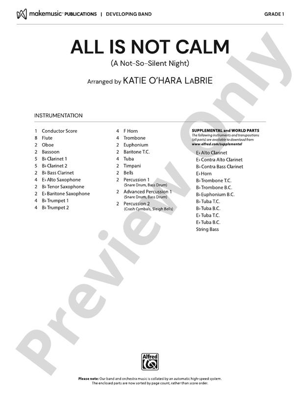 All is NOT Calm: Score: Concert Band Score - Digital Sheet Music Download