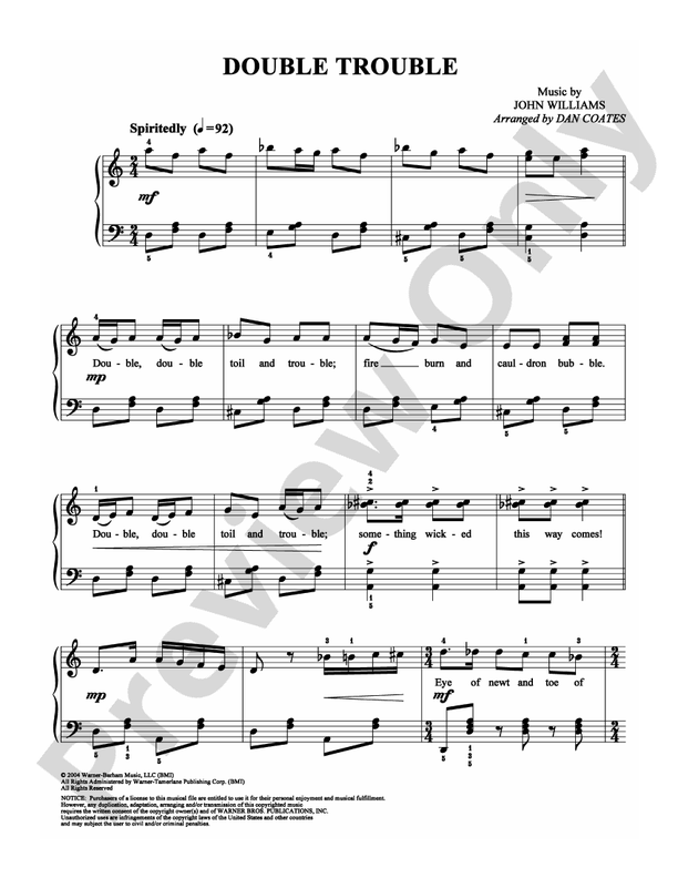 Double Trouble: Easy Piano: John Williams - Digital Sheet Music Download