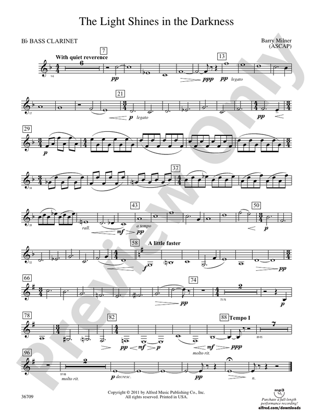 The Light Shines in the Darkness: B-flat Bass Clarinet: B-flat Bass Clarinet Part - Digital ...