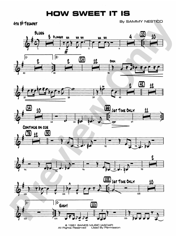 How Sweet It Is: 4th B-flat Trumpet: 4th B-flat Trumpet Part - Digital ...