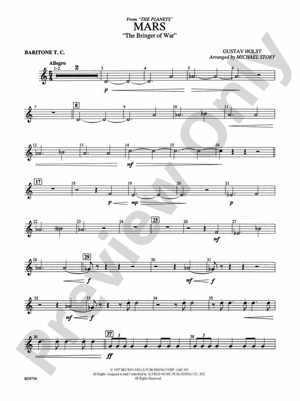 Mars ("The Bringer of War," from The Planets): Baritone T.C.: Baritone ...