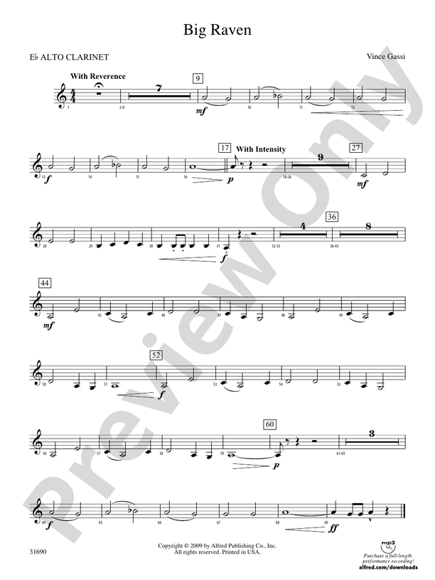Big Raven: (wp) E-flat Alto Clarinet: (wp) E-flat Alto Clarinet World Part - Digital Sheet Music ...