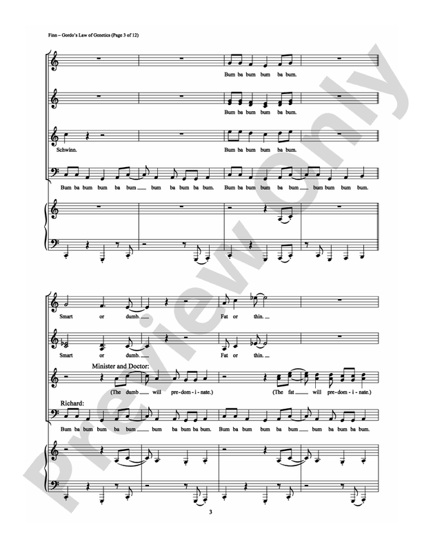 Gordo's Law of Genetics: Piano/Vocal/Chords: William Finn - Digital Sheet Music Download