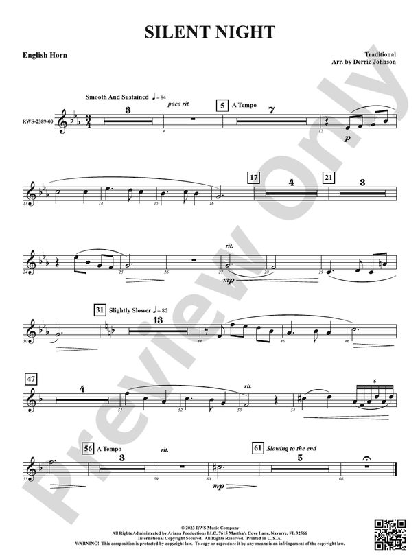 Silent Night: English Horn: English Horn Part - Digital Sheet Music Download