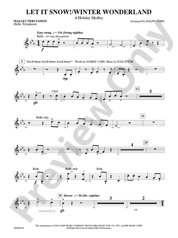 Let It Snow! / Winter Wonderland: Mallets: Mallets Part - Digital Sheet ...