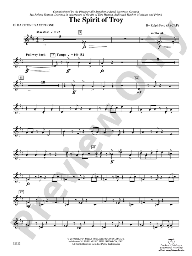 The Spirit of Troy: E-flat Baritone Saxophone: E-flat Baritone ...