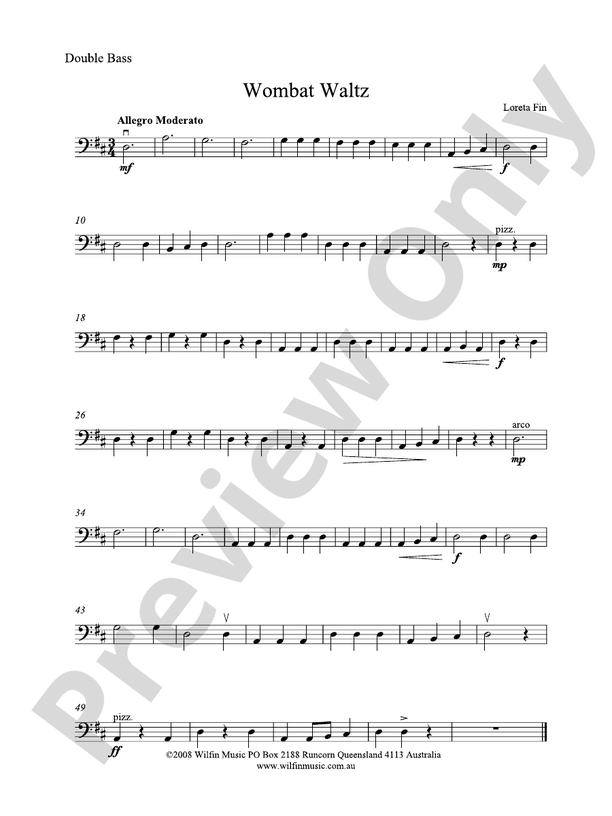 Wombat Waltz: String Bass: String Bass Part - Digital Sheet Music Download