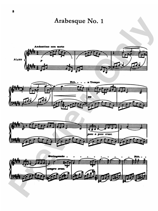 Debussy: Album for Piano Solo: Arabesques Nos. 1, 2 Part - Digital Sheet Music Download