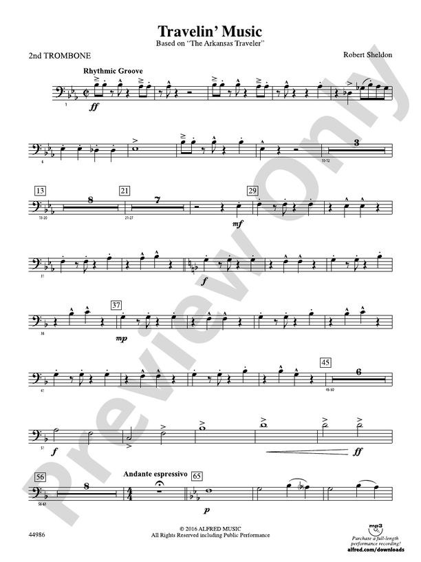Travelin' Music: 2nd Trombone: 2nd Trombone Part - Digital Sheet Music Download