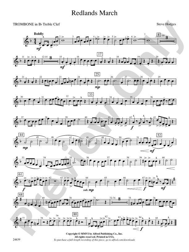 Redlands March: (wp) 1st B-flat Trombone T.C.: (wp) 1st B-flat Trombone ...