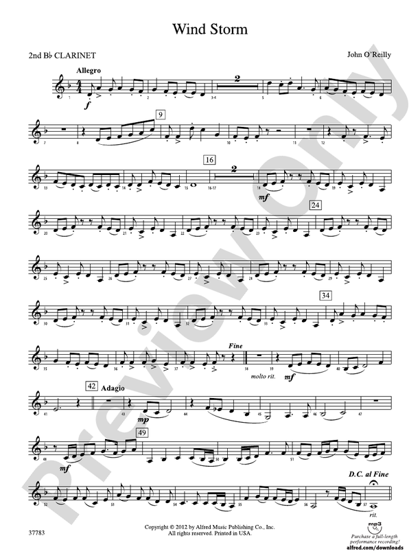 Wind Storm: 2nd B-flat Clarinet: 2nd B-flat Clarinet Part - Digital ...