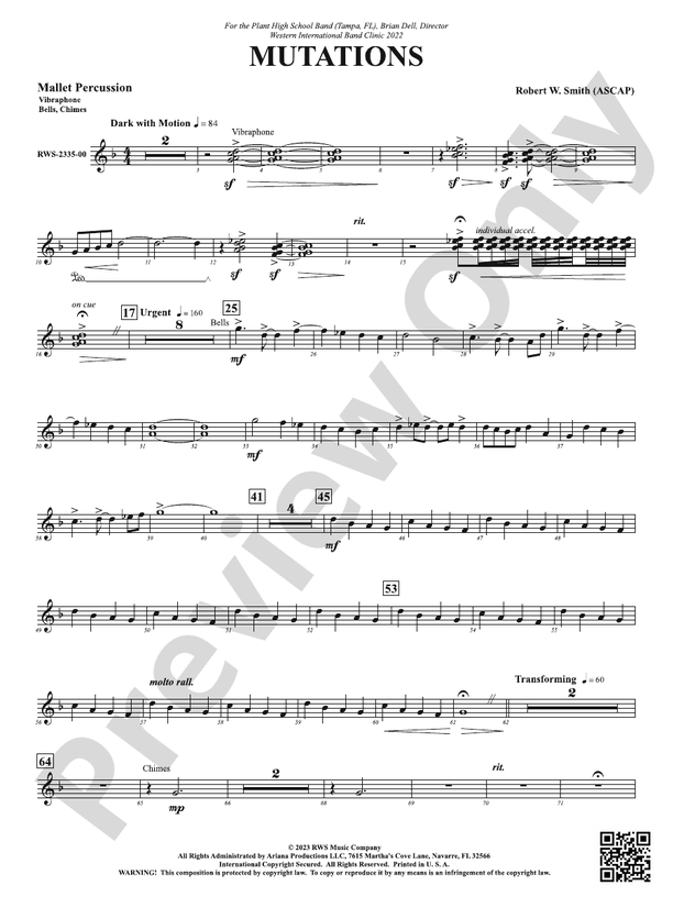 Mutations: 1st Mallet Percussion: 1st Mallet Percussion Part: Robert W ...