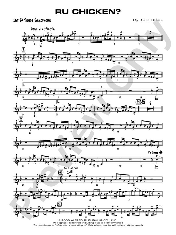 R U Chicken?: B-flat Tenor Saxophone: B-flat Tenor Saxophone Part ...