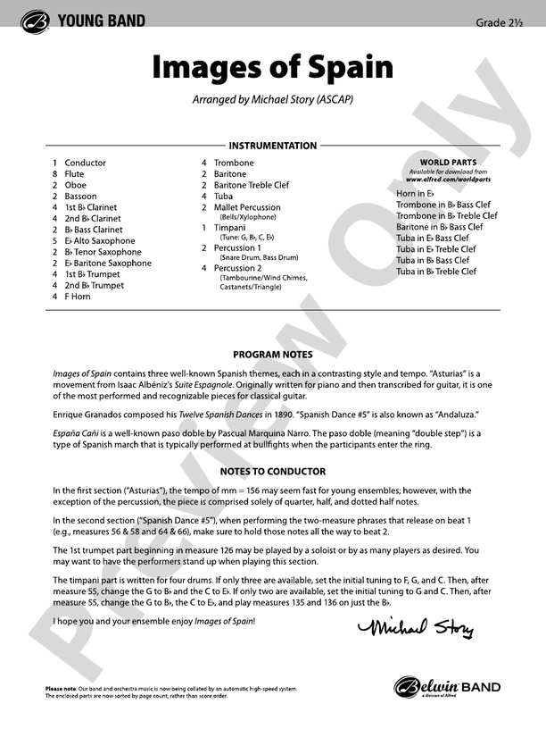 Images of Spain: Concert Band Conductor Score & Parts - Digital Sheet ...