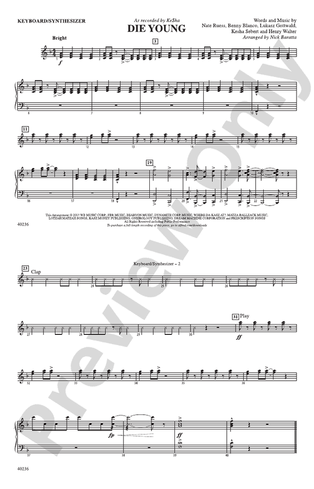 Die Young: Keyboard/Synthesizer: Keyboard/Synthesizer Part - Digital ...