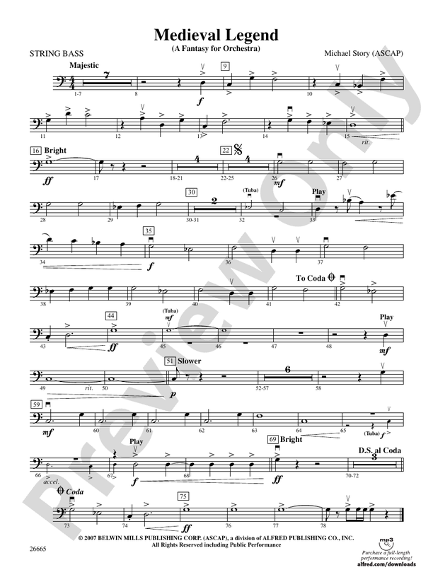 Medieval Legend: String Bass: String Bass Part - Digital Sheet Music ...